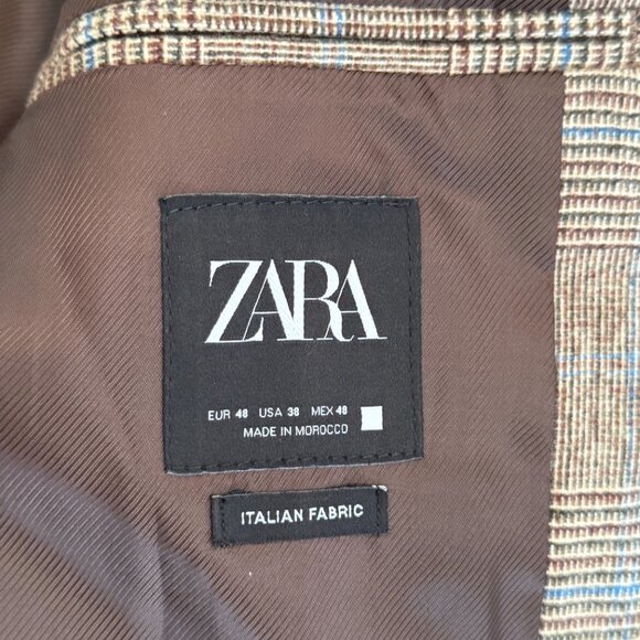 Zara | Suits & Blazers | Zara Italian Fabric Brown Glen Plaid Suit ...